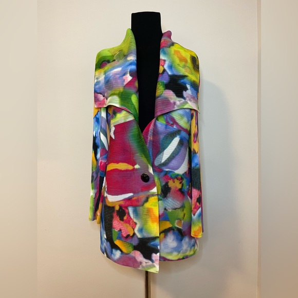 Tops | Vintage Multi Colored Blouse By Pleats Collections | Poshmark